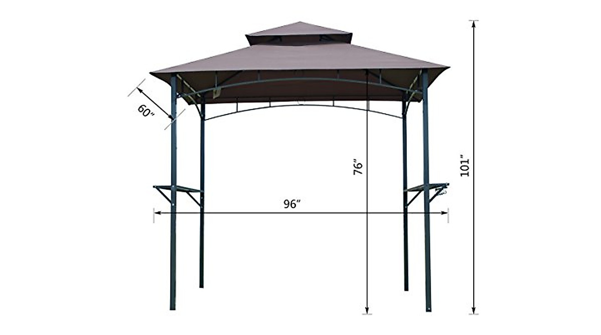 GOJOOASIS 8x5ft Grill Gazebo - 2-Tier BBQ Canopy Tent