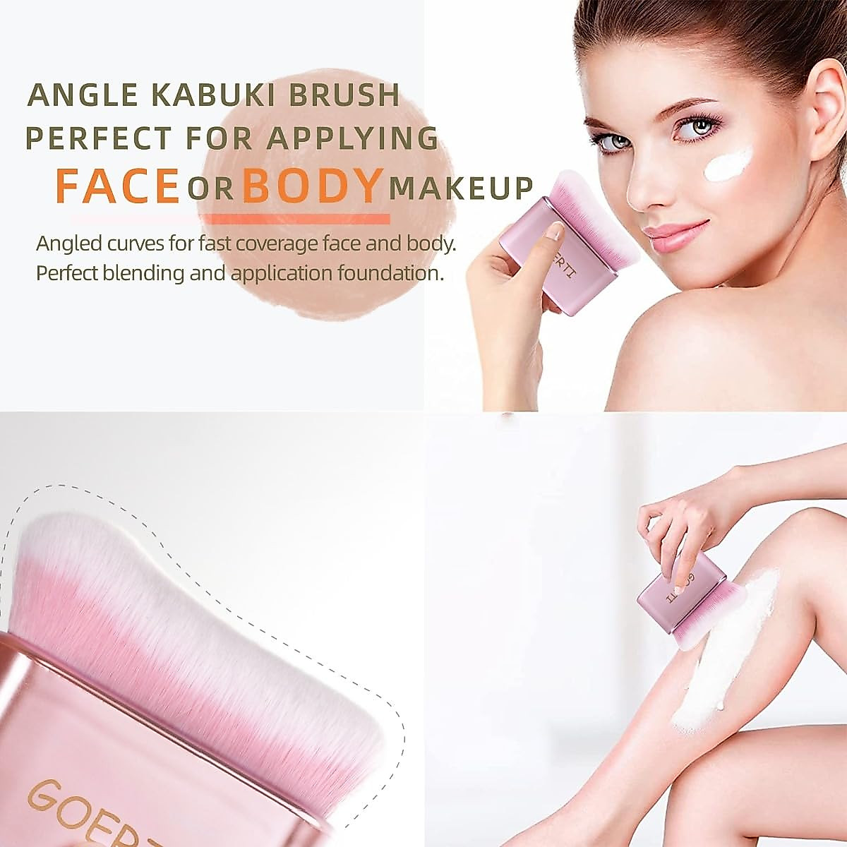 Self Tanner Brush - Kabuki Brush for Body, High Density Professional Face Body Kabuki, Powder, Foundation, Bronze, Shimmer, Self Tanner Brush for Blending Liquid Cream Tanning Mousse Applicator