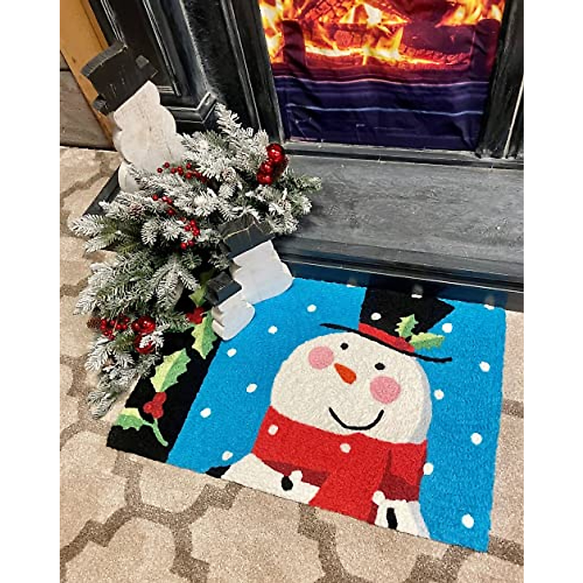 Holly Jolly Snowman Holiday Machine Washable 20" x 30" Jellybean Accent Rug