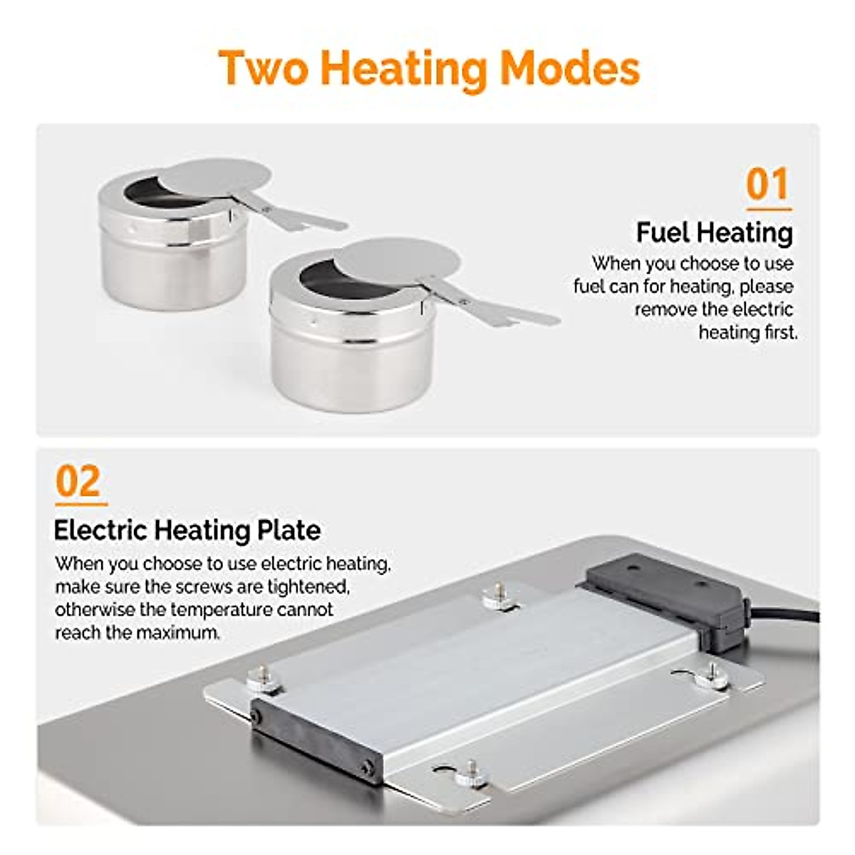 ROVSUN 9 QT Stainless Steel Chafing Dish Buffet Set with Electric & Fuel Heating,Roll Top Catering Chafer Server with Full Size & 2 Detachable Food Pans, Glass Lid for Party Wedding Banquet