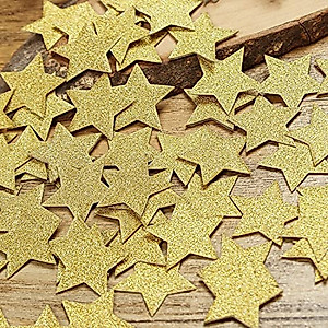 HBTPER 2 Pack Double Sided Gold Glitter Star Garland and 100 Pcs Gold Glitter Stars Confetti for Christmas Decor, Wedding Party Decor,Table Decor, Birthday Party or Gold Baby Shower Decorations