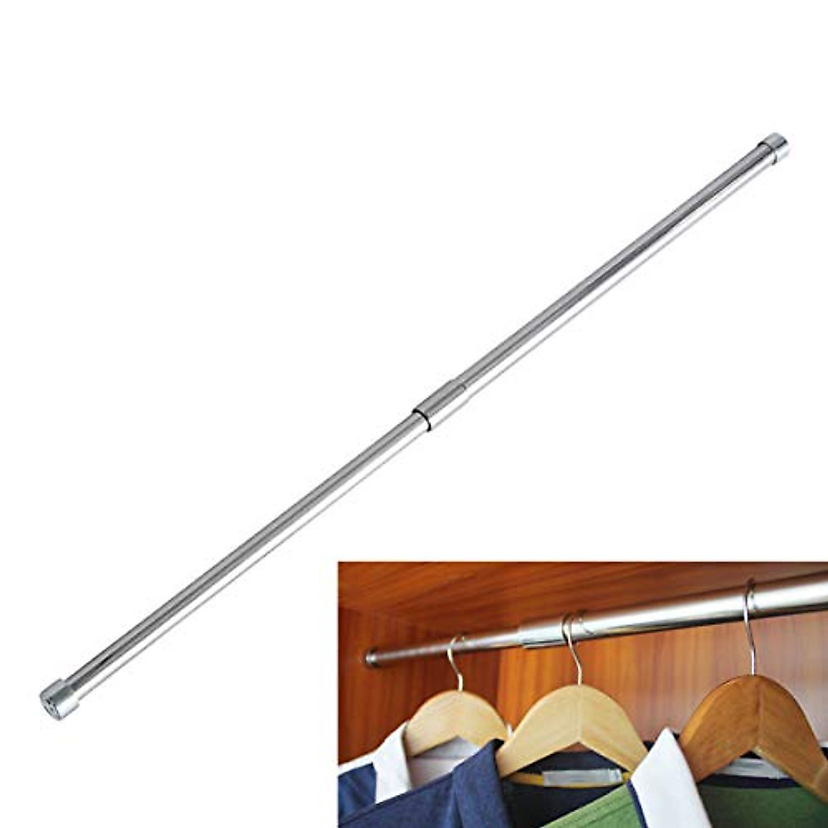 BESPORTBLE Shower Curtain Rod Stainless Steel Clothes Rod, Adjustable Telescopic Hanging Rod Wardrobe Storage Rod Rack Hanger Finishing Hanging Rod Clothing Storage Rod Rack (54-103cm) Curtain Rods