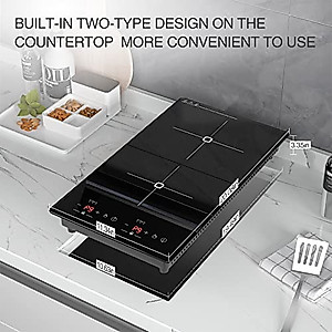 VBGK Double Induction Cooktop, 12 Inch Induction Cooker with induction burner,with LCD Touch Screen 9 Levels Settings with Child Safety Lock & Timer 110V 2 burner induction cooktop