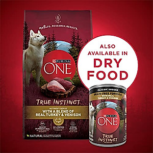 Purina ONE Wet Dog Food True Instinct Classic Ground Grain-Free Formula With Real Turkey And Venison High Protein Wet Dog Food - (Pack of 12) 13 oz. Cans