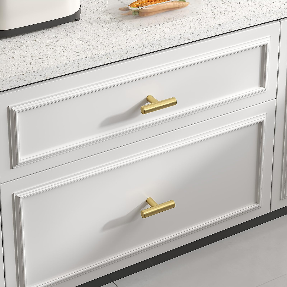 goldenwarm 10 Pack Gold Cabinet Knobs Brushed Brass Drawer Knobs Gold Dresser Hardware - LS201GD Single Hole Handles for Kitchen Cupboard Doors Closet Hardware 2in Overall Length