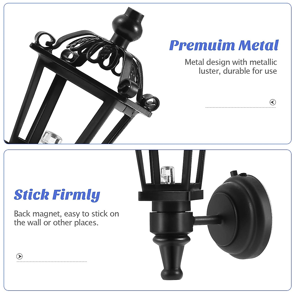 TOYANDONA 2pcs Dollhouse LED Wall Sconces 1: 12 Scale Wall Lamp Simulation Miniature Furnitures for DIY Dollhouse Living Room Mini Toy Wall Lamp Models Black