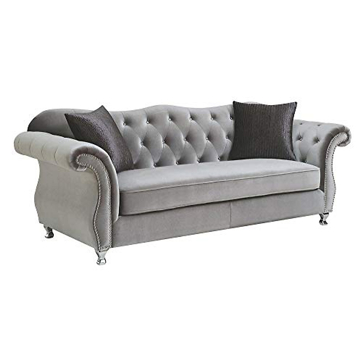 Coaster Furniture Frostine Sofa Silver Velvet Chrome Chrome 551161