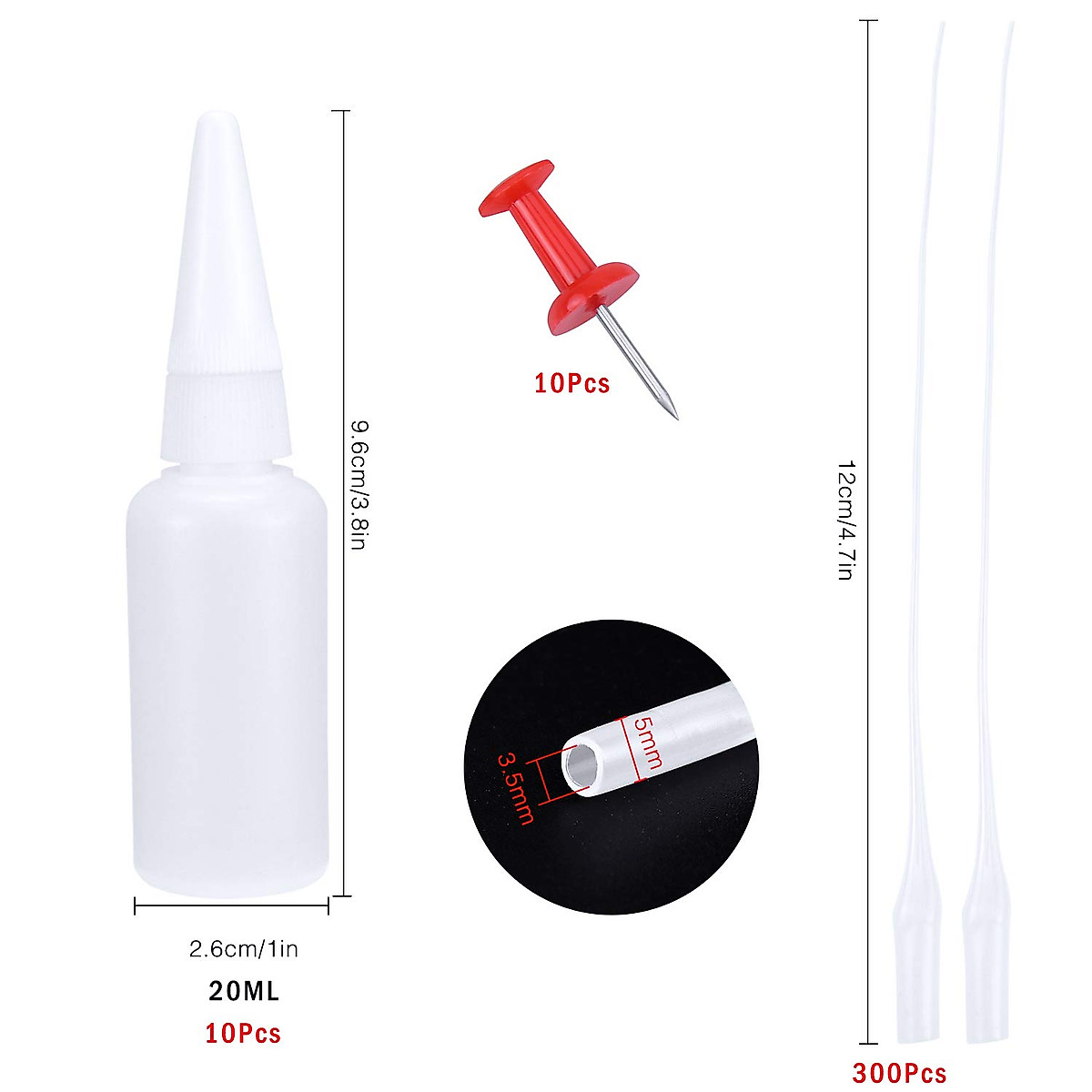 Hysagtek 320 Pcs CA Glue Micro-Tips Kit, Plastic Squeeze Bottles, Extender Precision Applicator for Hobby, Crafting, Lab Dispensing, Adhesive Dispensers