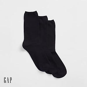 GAP Women's Crew Socks, Multi-Pack Adult Socks, Soft & Stretchy, Comfortable, Black, One Size