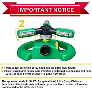 Hinastar Lawn Sprinkler, Automatic Garden Water Sprinkler, Upgrade 360 Degree Rotation Irrigation System, Large Area Coverage, Sprinkler for Yard, Lawn, Kids and Garden-1Pack（Light Green）