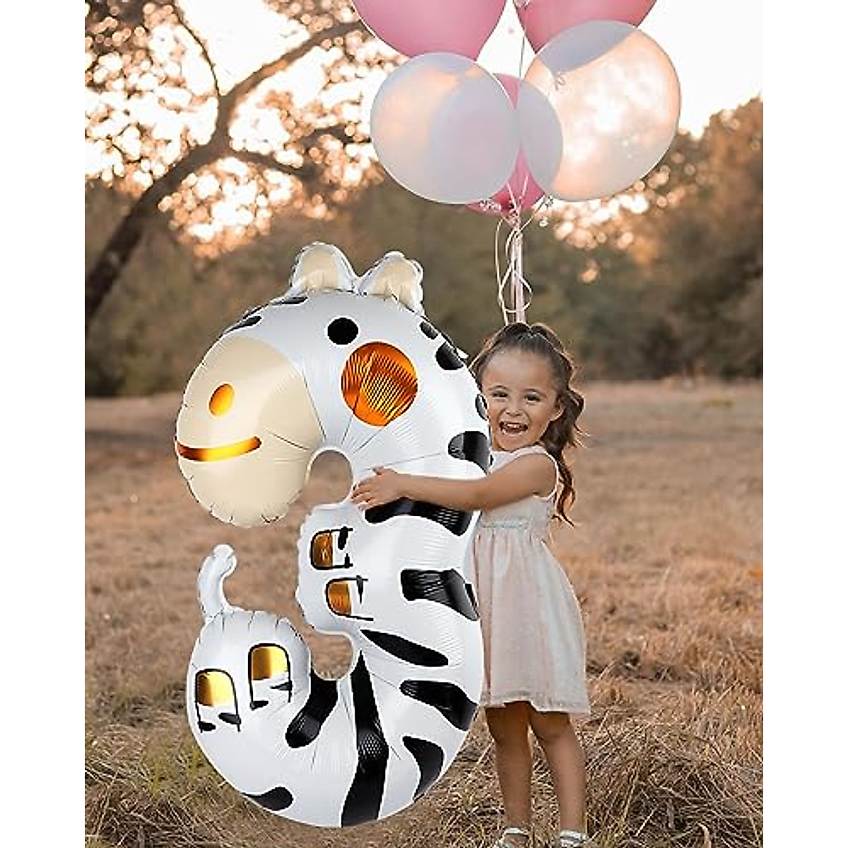 40 inch Number Balloons, Cartoon Zebra Balloon, Number 3 Balloon, Perfect Large Balloon for Fun 3rd 13 30 Birthday Decorations