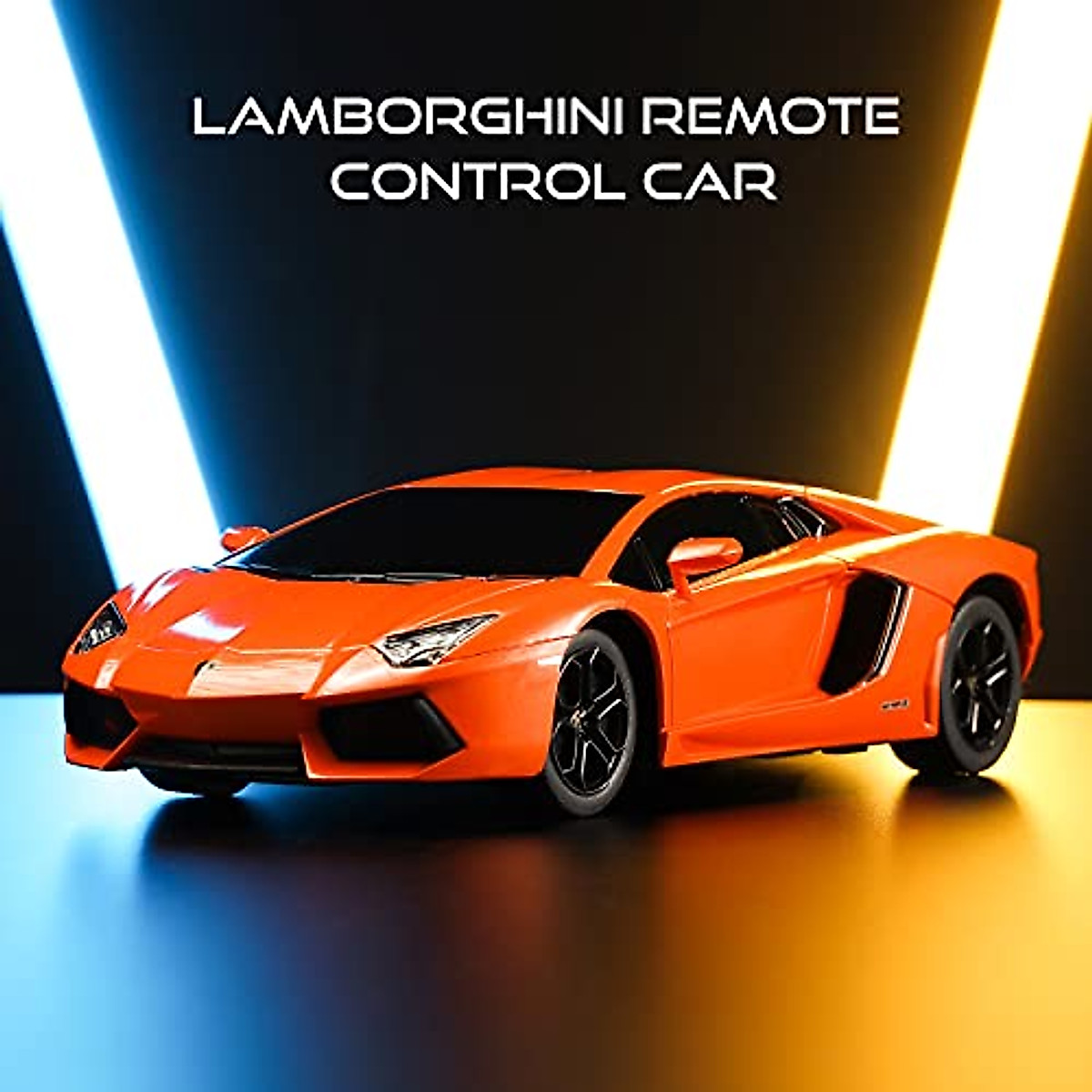 SainSmart Jr. x Rastar Lamborghini Toy Car 1:24 Remote Control Lamborghini Aventador Coupe Race Car, Licensed RC Hobby Model Vehicle for Boys Kids and Adults, Orange