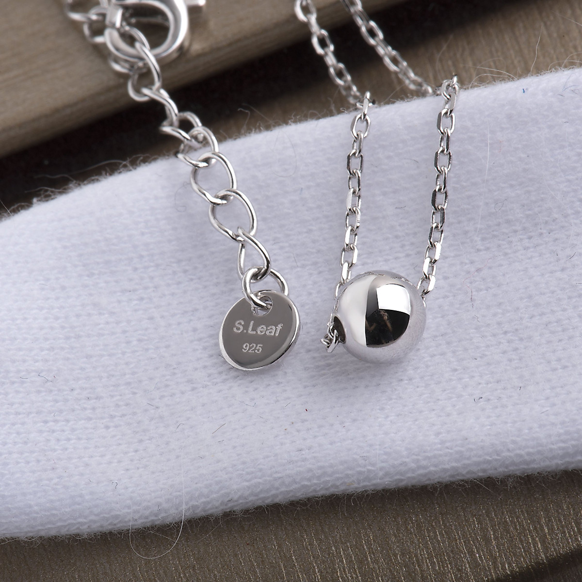 S.Leaf Sterling Silver Tiny Dot Necklace Round Circle Necklaces for Women Dainty Necklaces for Women Simple Necklaces for Women (06_ball_silver)