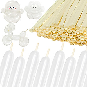 KAWKALSH 260 Balloons Clear, Long Balloons for Balloon Animals, Thickening Skinny Latex Twisting Balloons for Tying Balloon Arch Modeling Magic Clown Birthday Wedding Party Decorations 100pcs Clear