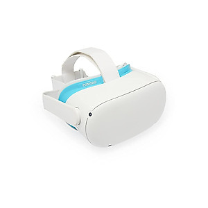 VR Cover Facial Interface Bracket & Foam Replacement with Lens Protector Cover for Meta Quest 2 (Virtual Reality Oasis Edition - Light Blue & Grey)