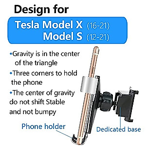 musttrue LUNQIN Car Phone Holder for 2016-2020 Tesla Model X and 2012-2021 Tesla Model S [Big Phones with Case Friendly] Auto Accessories Navigation Bracket Interior Decoration Mobile Cellphone Mount