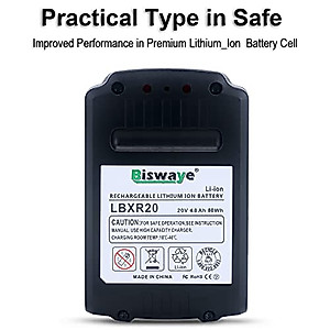 Biswaye 2-Pack 4.0Ah 20V Lithium Battery LBXR20 Compatible with Black and Decker 20V MAX Battery LBXR2520 LBXR2020 LB2X3020 LBX20 LB2X4020 LBX4020 and LST522 LHT2220 LST300 20V Max Tools