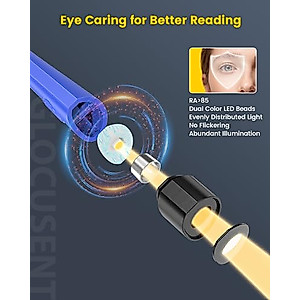 Glocusent LED Neck Reading Light, Book Light for Reading in Bed, 3 Colors, 6 Brightness Levels, Bendable Arms, Rechargeable, Long Lasting, Perfect for Reading, Knitting, Camping, Repairing