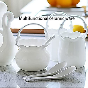 BETYMAO Ceramic Kitchen Utensil Holder Spoon Fork Knife Holder Cooking Utensil Caddy Tableware Storage Container for Kitchen Counter and Dining Table Decoration Swan