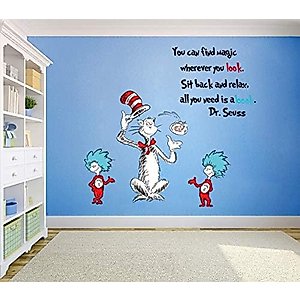 Runtoo Kids Wall Art Stickers Inspirational Quotes All You Need is a Book Reading Room Wall Decals Bedroom Classroom Wall Decor