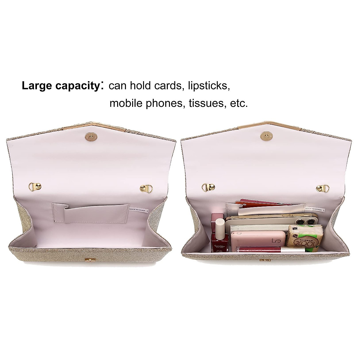 MUDUO Rhinestone Clutch Purses for Women Purses and Handbags Formal Wedding Party Prom Purse Money Bags (Champagne-G)…