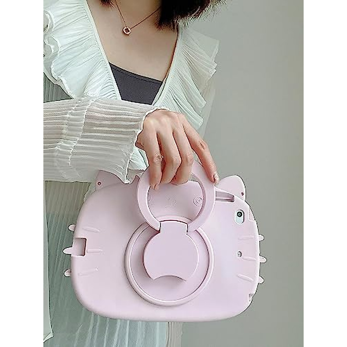 Premium Cute Soft Silicone Cat Pattern Tablet Case with Built-in Foldable Kickstand Shockproof Cover Case for iPad Air 4 2020 10.9"