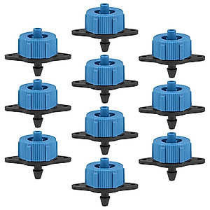 uxcell Pressure Compensating Dripper 1 GPH 4L/H Emitter for Garden Lawn Drip Irrigation with Barbed Hose Connector, Plastic Black Blue 50pcs