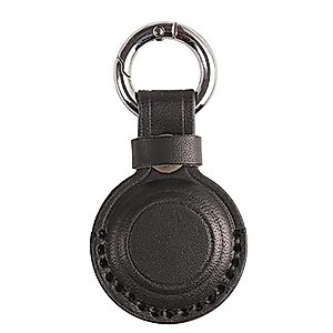 KEEPXYZ Genuine Leather Airtag Holder Suitable for Apple Airtag Keychain Leather, Small Air Tag Holder with Key Rings, Protective Airtag Case Cover Accessories - Black V1.0