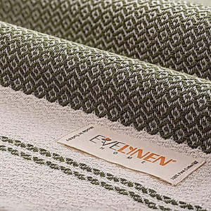 Evelynen Turkish Hand Towels for Bathroom & Kitchen Towels Decorative Set of 2 | Boho Farmhouse Hand Towels with Hanging Loops for Face, Tea, Dish, Kitchen & Bath |0 Cotton (16" x 32" - Khaki)