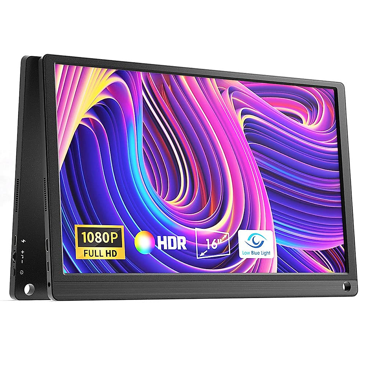 GEOYEAO 15.6" Portable Monitor 1080P HDR Bluelight EyeCare Freesync USB-C Laptop Display for PC/Macbook/xbox/Computer/phone/PS4/Switch, Ultra Slim Plug & Play, Dual Speaker, VESA Mount Support
