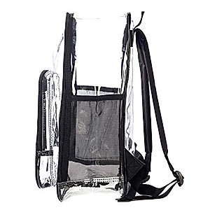 NiceAndGreat Heavy Duty Clear Backpack See Through PVC Stadium Security Transparent Workbag | Black