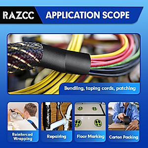 RAZCC Duct Tape, 6 Rolls Black Duct Tape,Heavy Duty, Flexible, No Residue, All-Weather and Tear by Hand, 30 Yard x 2 Inch Per Roll - Bulk Value for Indoor & Outdoor Repairs, Industrial Use
