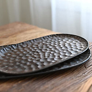 Funerom 13 x7.5 inch Galvanized Metal Tray Oval Tray Farmhouse Serving Tray