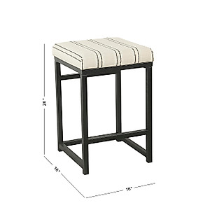 HomePop Home Decor | Modern 24-Inch Counter Stool | Backless Metal Frame Bar Stools Counter Height | Decorative Home Furniture, Black and White Stripe