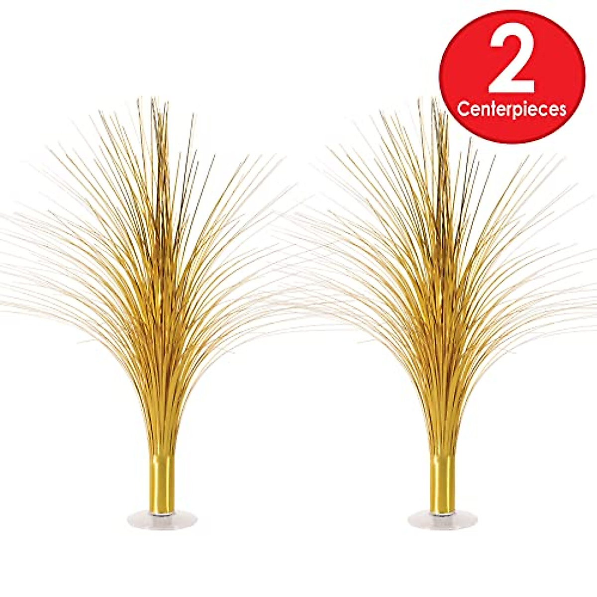 Beistle 2 Piece Plastic Metallic Gold Spray Centerpieces For Happy New Year Decorations, Awards Night Tableware, Birthday Party Supplies, 19"
