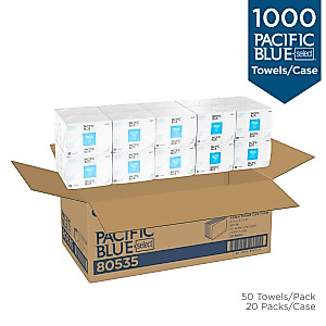 Pacific Blue Select‚ A400 Disposable Patient Care Washcloth by GP PRO (Georgia-Pacific), 80535, 1/4-Fold, White, 50 Towels Per Pack, 20 Packs Per Case, Towel (WxL) 9.5" x 13"