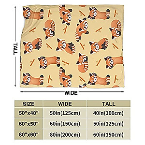 PAVQWEJ Flannel Fleece Throw Blanket,Cute Red Panda and Bamboo Home Decor Perfect for Bed and Sofa Blankets with Pillowcase Cover（18"x 18"） for All Season Microfiber Durable Couch Blankets（50"x 40"）