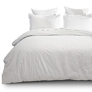 David's Home Cotton Blended Duvet Cover Set King, Ultra Soft Cozy Check Gingham Comforter Cover Set, Yarn Dyed Geometry Plaid Bedding Set 3 PCS for All Season,106"*92",Off White