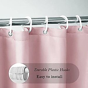 AooHome Extra Long 72x78 inch Shower Liner, Fabric Solid Color Shower Curtain Liner with Hooks, Weighted Hem, Waterproof, Pink