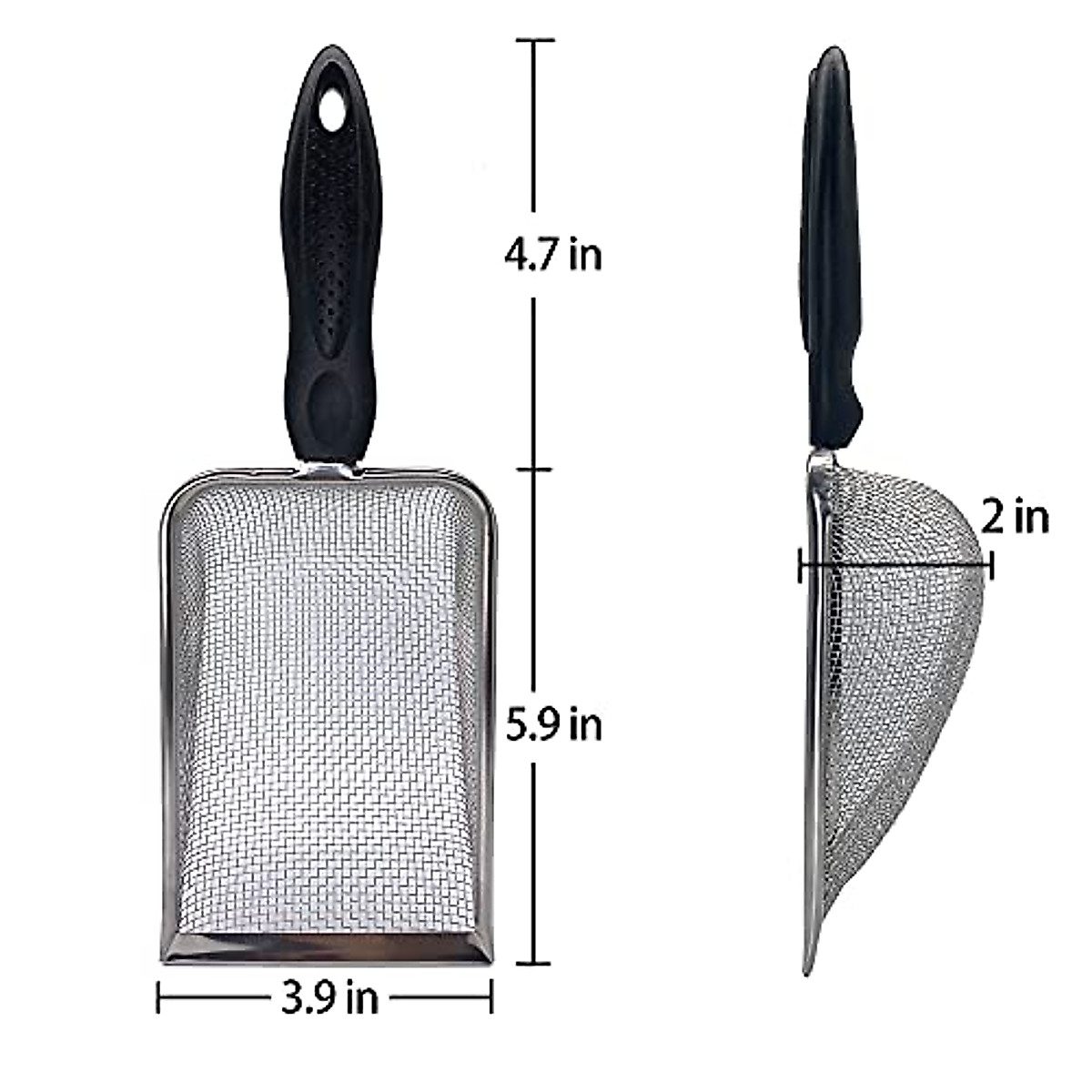 Falltail Stainless Steel Reptile Sand Substrate Scoop Shovel Sifter Fine Mesh Metal Reptile Litter Cleaner Scooper for Sand Bedding