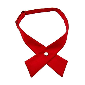 Tie for Men Women Adjustable Criss-Cross Bowtie School Uniform Pre Tied Bows for Girls Neck Tie Accessories Bowtie03 (Red)