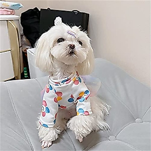 Pet Dress Cat Dog Tiered Layer Tutu Tulle Dogs Birthday Party Dresses Sweet Print Sweater Tulle Skirt Outfit Princess Girl Dog Clothes for Small Dogs