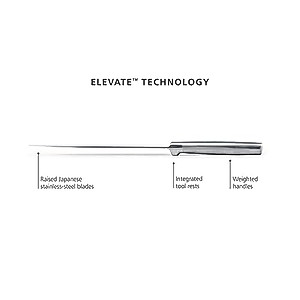Joseph Joseph Elevate Kitchen Knives 5-Piece Set, Japanese Stainless Steel, Slimline Bamboo Knife Block