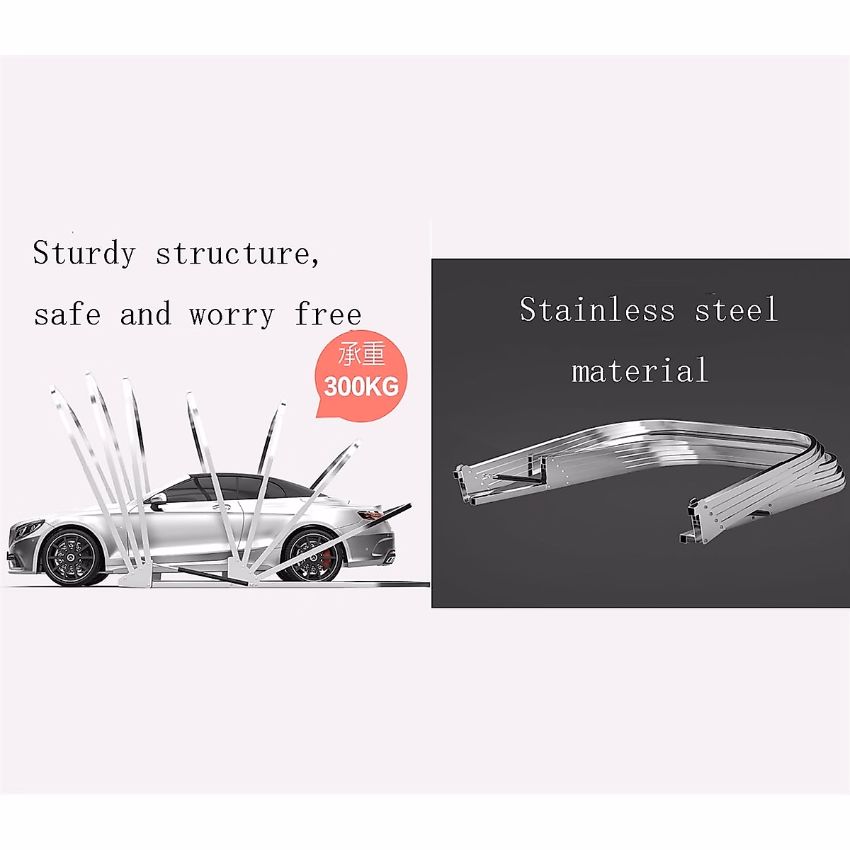 ZYMEN Stainless Steel Grey Carport, Foldable Retractable Car Awning, Semi-Automatic Durable Shelter, Mobile Folding Garage L5.5m * W 2.5m * H 2.3m