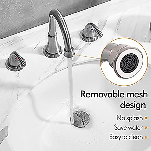 2 Handle 3-Hole Bathroom Sink Faucet FRANSITON Bathroom Faucet with Pop Up Drain and cUPC Faucet Supply Hoses 8 inch Bathroom Faucet, Brushed Nickel Bathroom Faucet