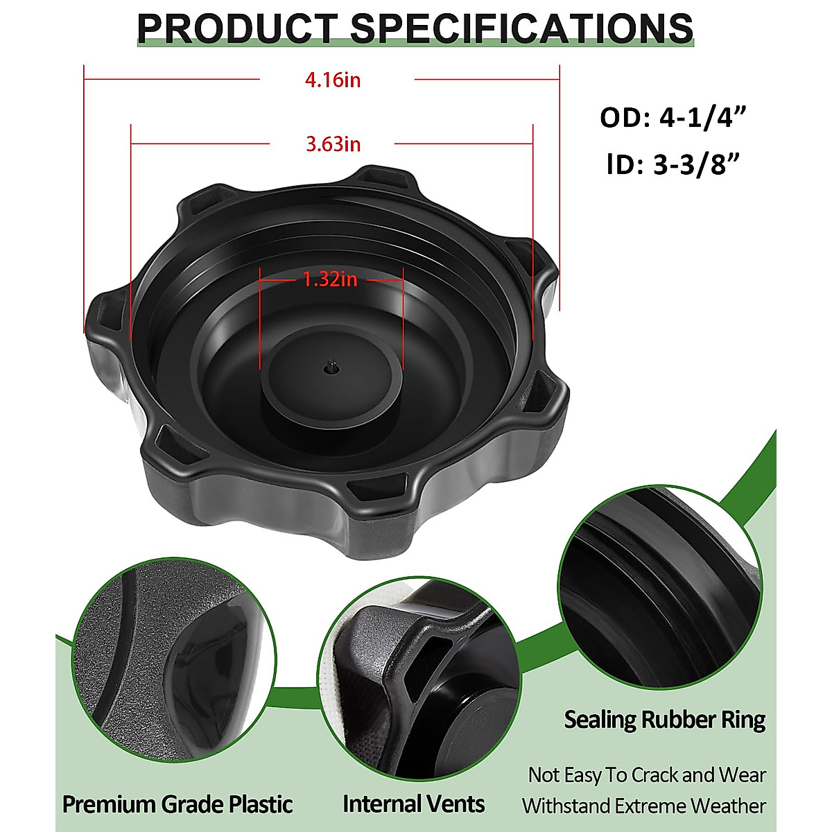 AM137724 Fuel Gas Cap Filler Cap Replacement for John Deere 325 335 345 LT 150 160 X 465 475 485 575 585 700 724 Z225 245 445 465 Riding Lawn Mower Tractor, AM122880