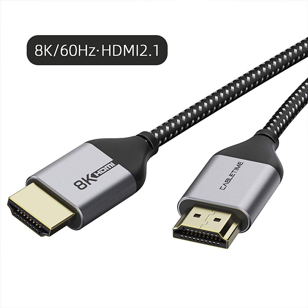 Cabletime 8K HDMI Ultra HD High Speed 60Hz 4K@144Hz and HDR Support 48Gbps Cable Compatible with Apple TV Roku Netflix PS4 Pro Wii Xbox One X Samsung Sony LG (1M/3.3FT)