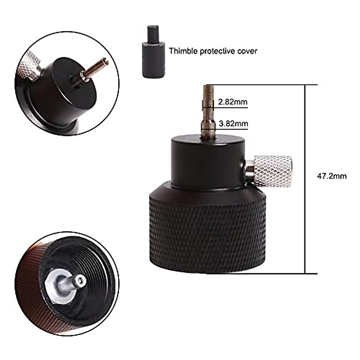 COLOR TREE Airsoft Propane Filling Adapter for Green Gas Tank with Silicone Oil Port Gas Adapter Avoid Leak Black