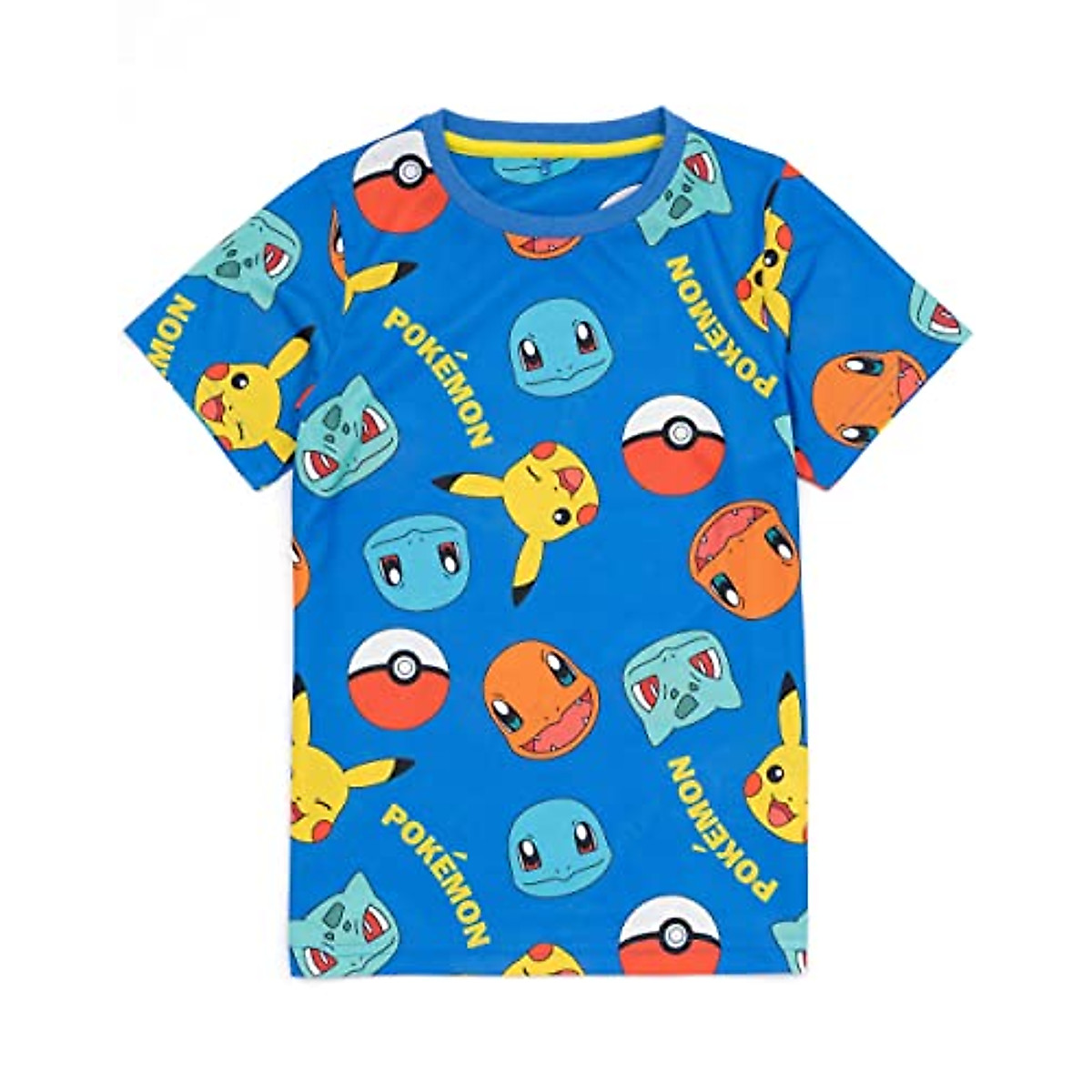 Pokemon Boys 2 Pack Pyjamas Kids Pikachu Bulbasaur Charmander Squirtle T-Shirts Shorts Set Sleepwear Multicolor