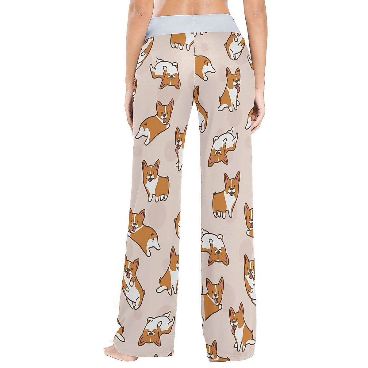 Women's Pajama Pants Little Corgi Sleepwear Lounge Pajama Bottoms Flesh-Colored M
